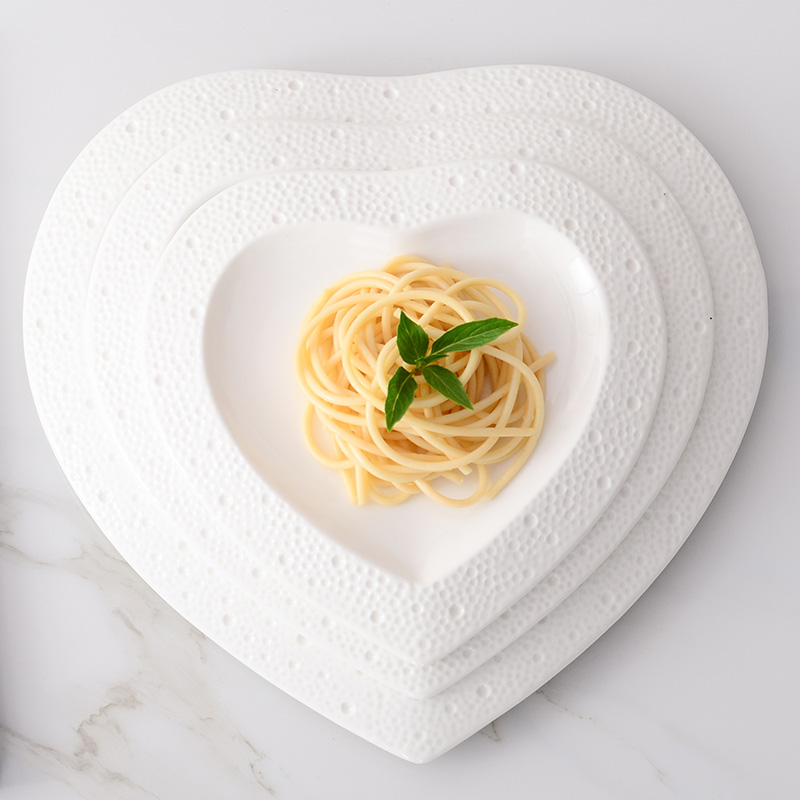 3pcs set, plain white embossed porcelain dinner pl... – Grandado