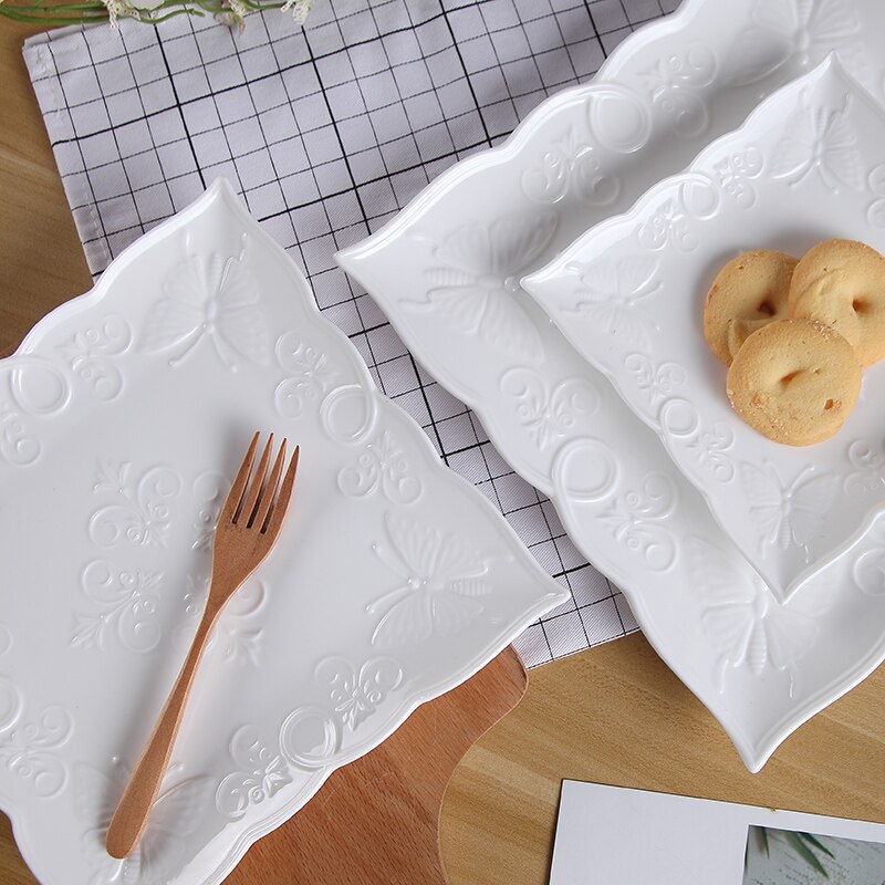 3pcs set, 6+8*10inch, white embossed porcelain wed... – Vicedeal