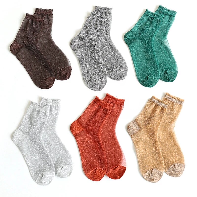 Women Sequin Silk Sock Shiny Glitter Ankles Socks ... – Grandado