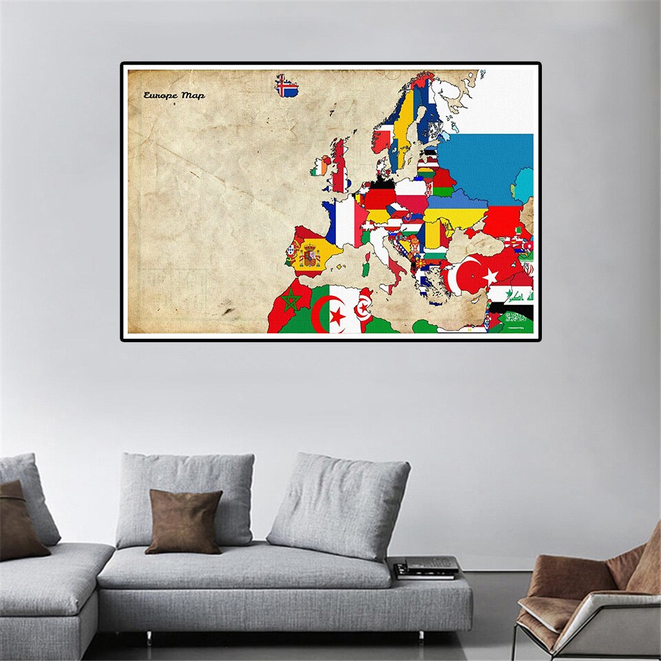 90*60cm The Europe Map of Vintage Wall Art Posters... – Grandado
