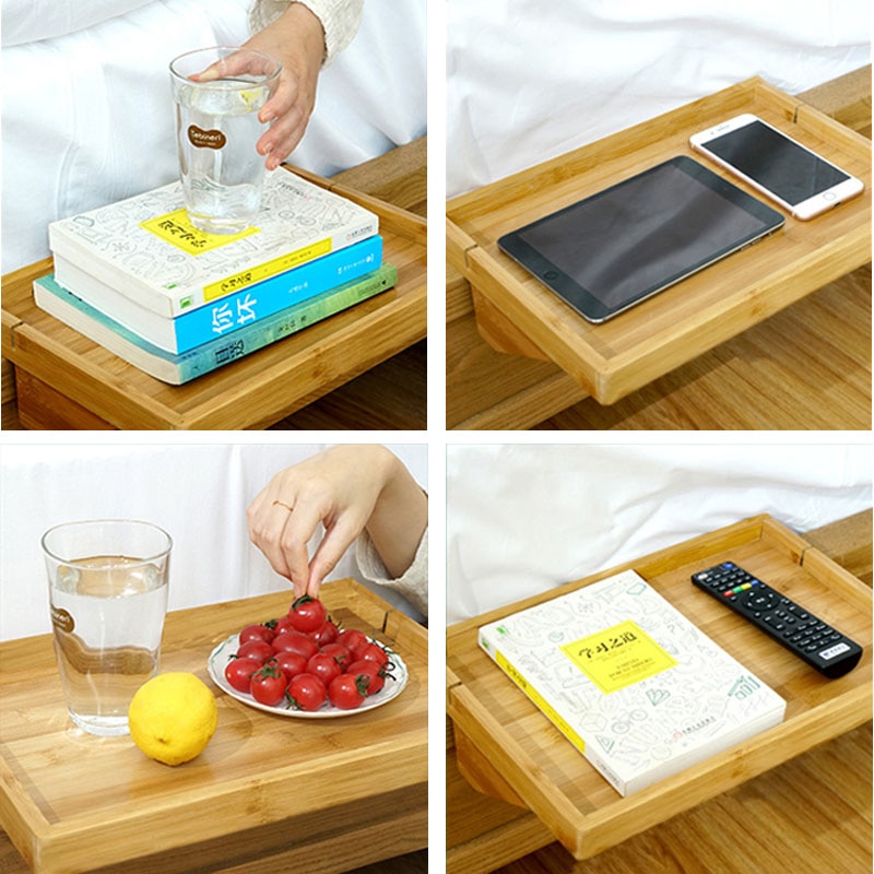 Bedside Table Bed Side Shelf Tray Nightstand Bedro... – Grandado