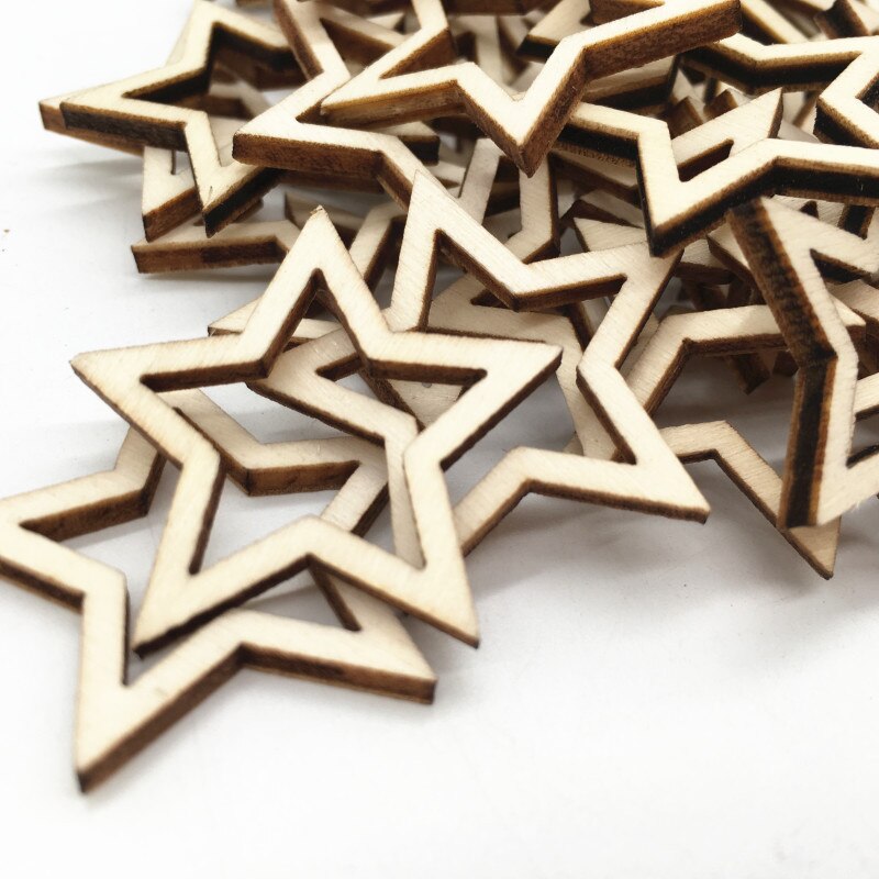 100pcs star wood craft diy Arts Scrapbooking Ornam... – Grandado