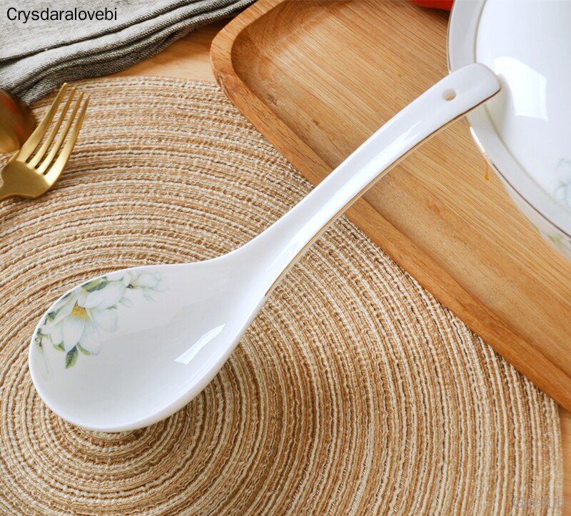 Fine Bone China Soup Spoon, Porcelain Big Ladle fo... – Grandado
