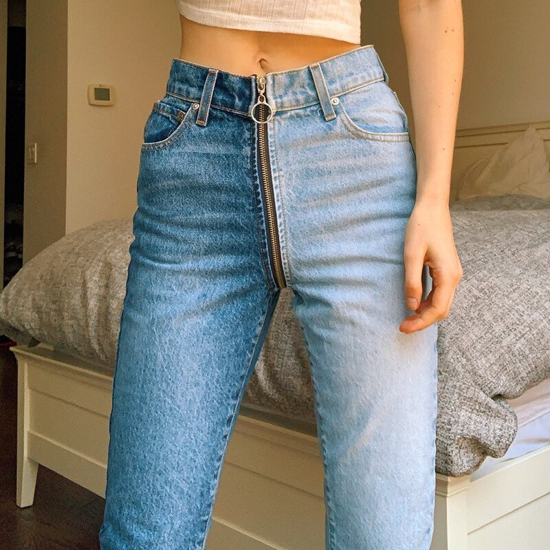 Z-ZOUX Women Jeans Color Contrast Zipper Straight ... – Grandado