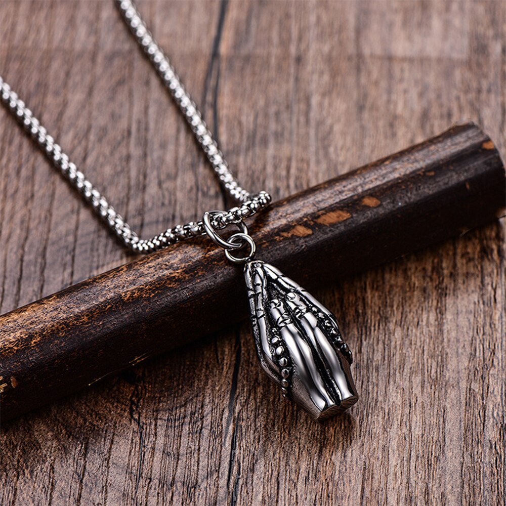 Stainless Steel Gold Vintage God Bless Hand Neckla... – Grandado