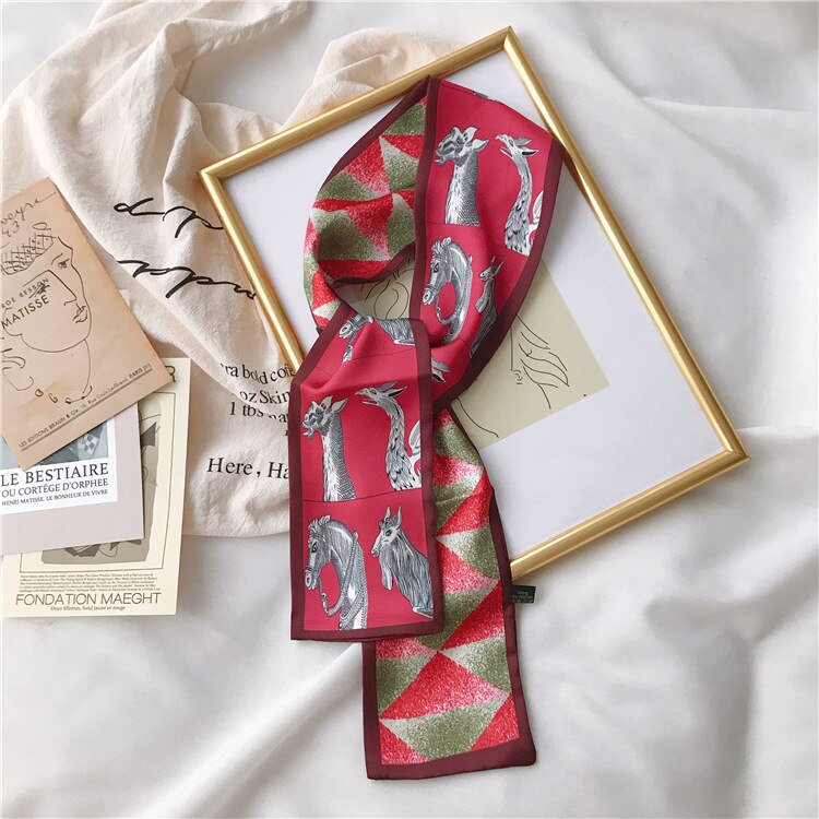 Small silk like scarf lady spring and autumn corne... – Grandado