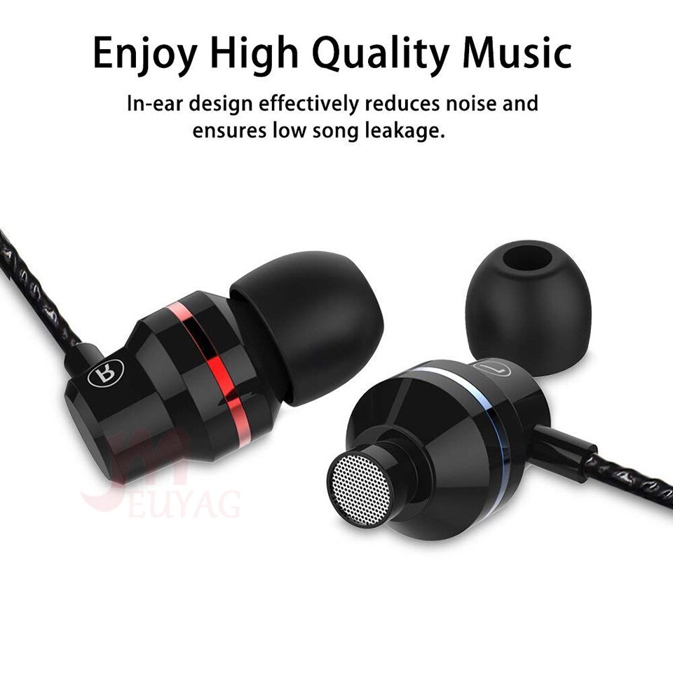 MEUYAG Metal earphone In Ear Wired Earphone 3.5mm ... – Grandado