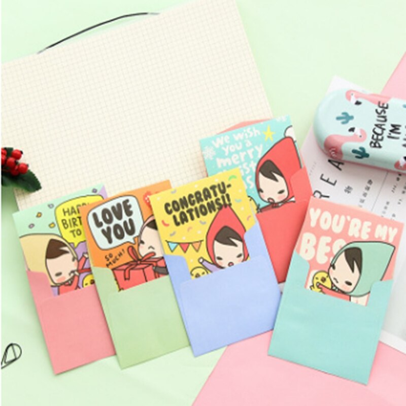 Miniature Cartoon Small Card Greeting Card Girl Bl... – Grandado