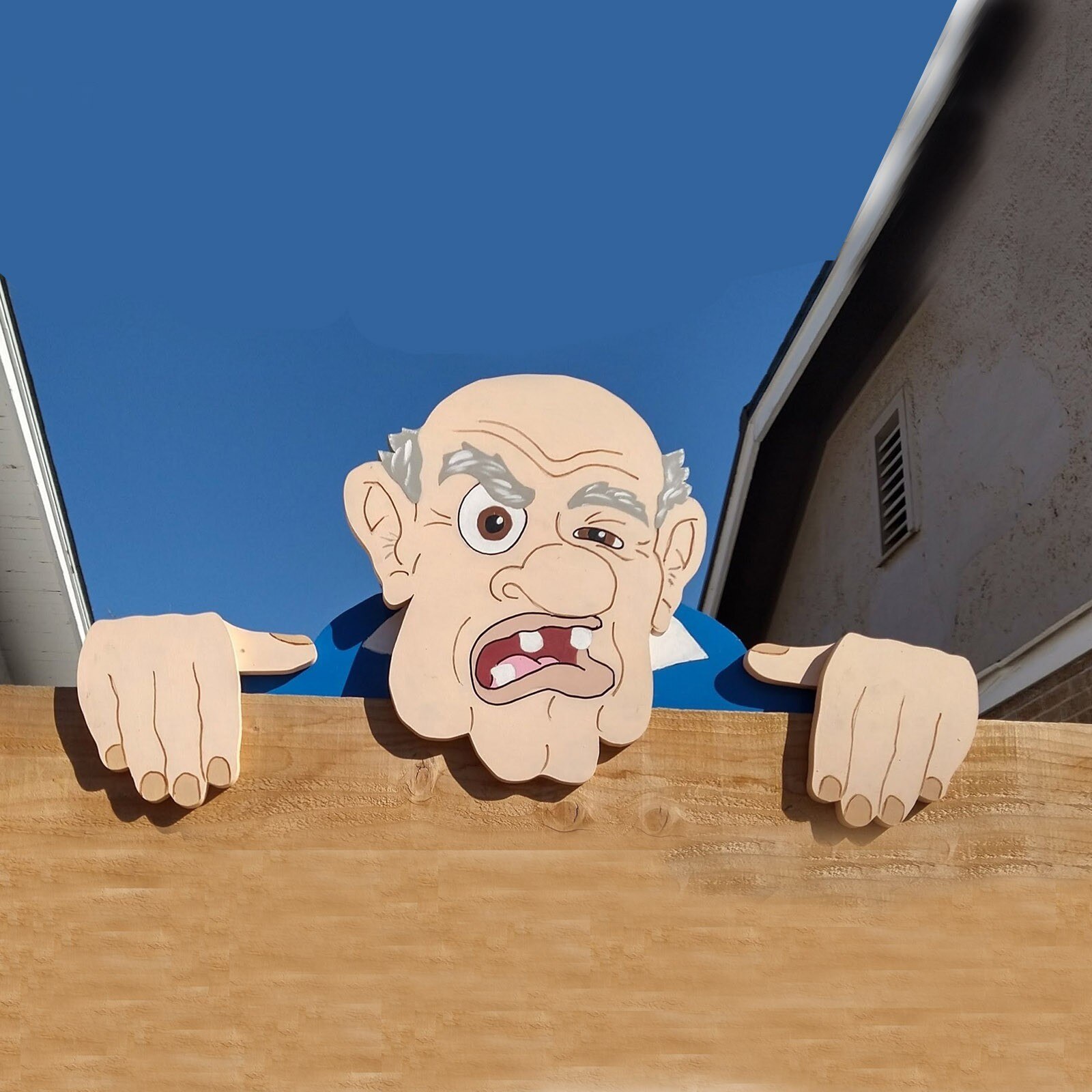 Garden Illustration Fence Decoration Angry Old Man... – Vicedeal