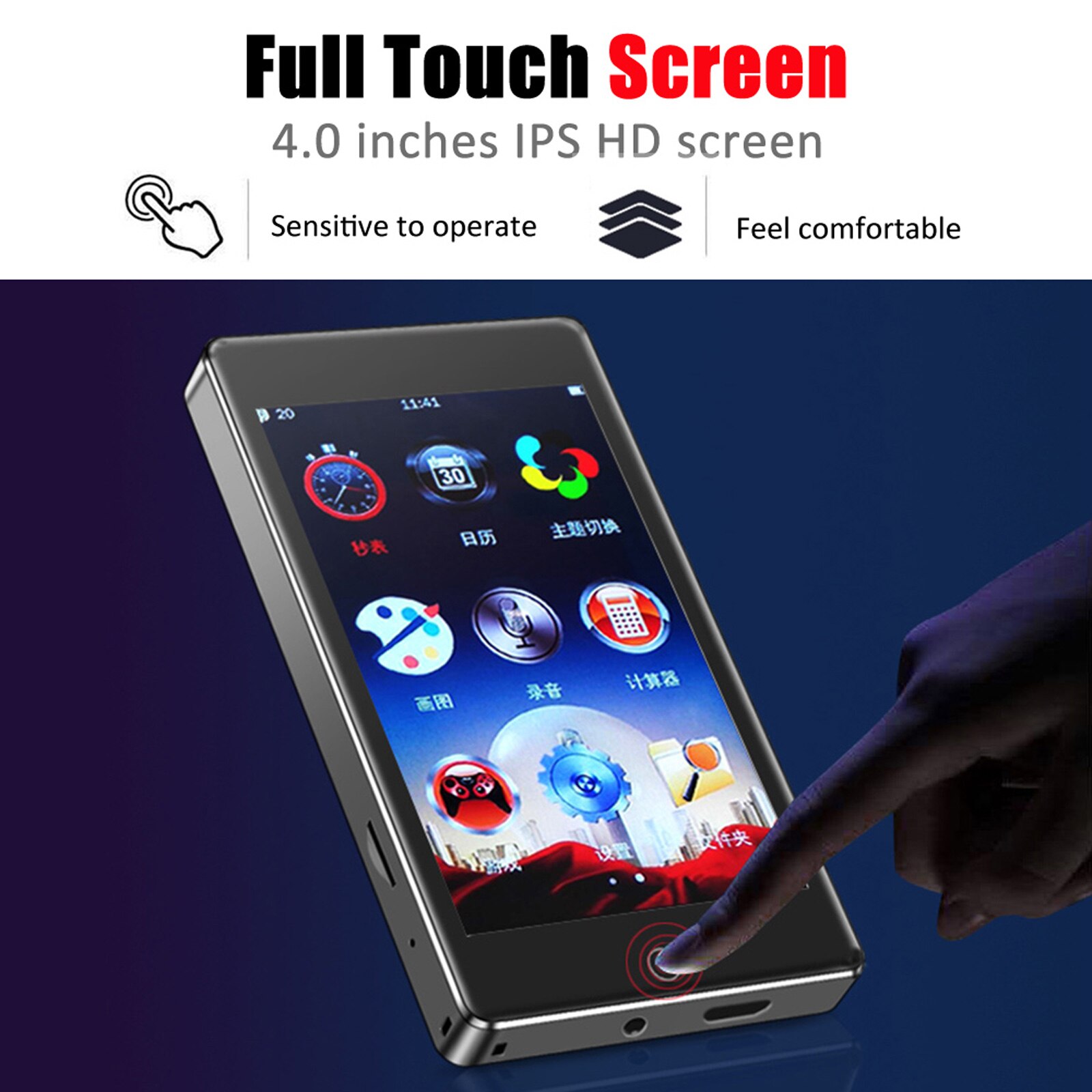 RUIZU H1 8GB MP3 Player Full Touch Screen BT5.0 Po... – Grandado