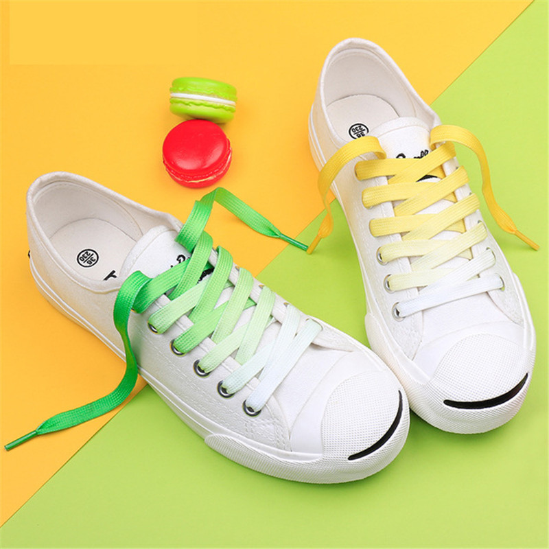 1Pair Colorful Shoelaces Flat Shoe laces Rainbow C... – Grandado