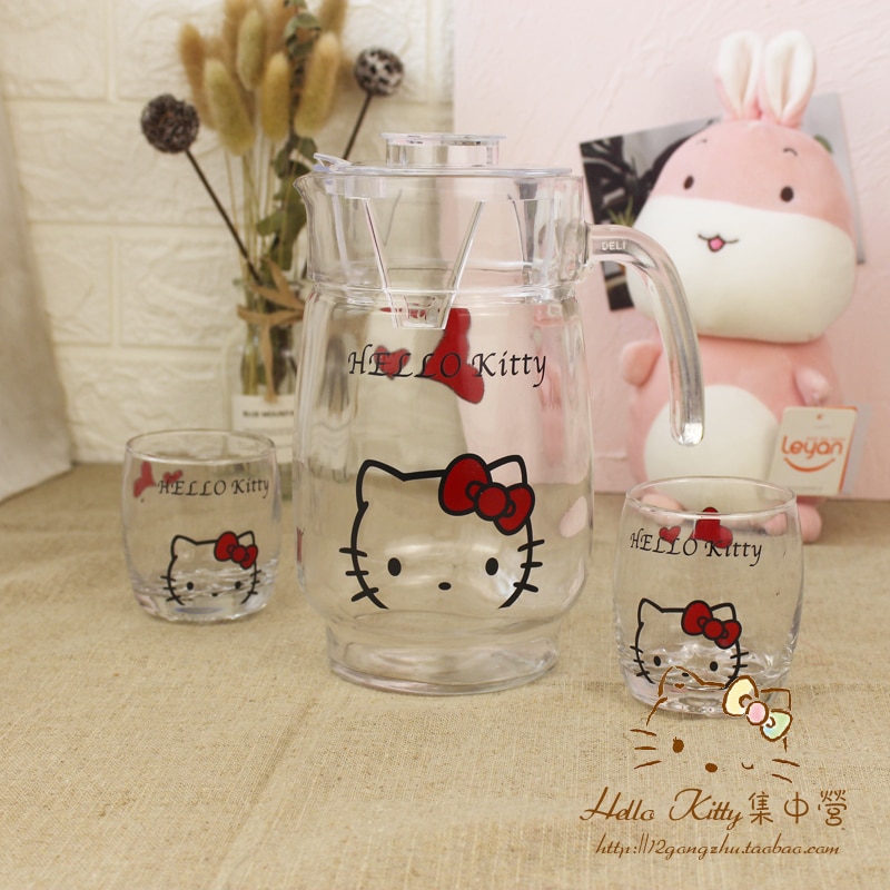 Three Piece Glass Set Kitty Print Glass Cup Beer C... – Vicedeal