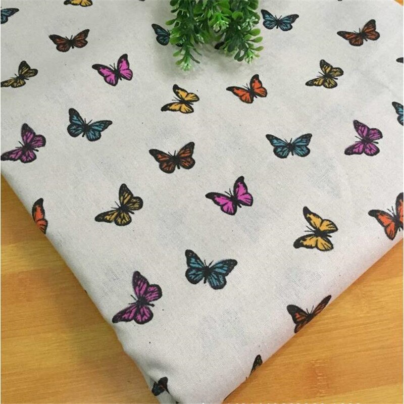 Butterfly Printed Canvas Fabric Cotton Linen Sewin... – Vicedeal
