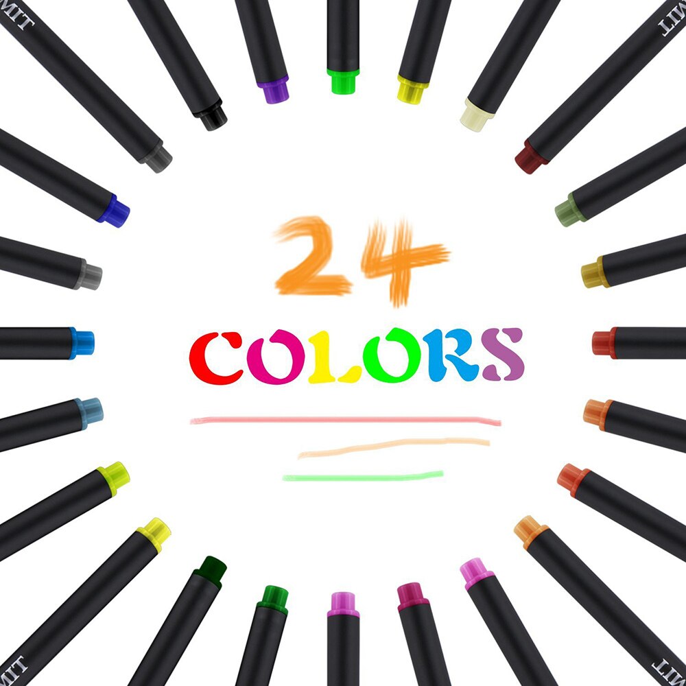 24 Color Fineliner Pen Set Fine Line Colored Sketc... – Vicedeal