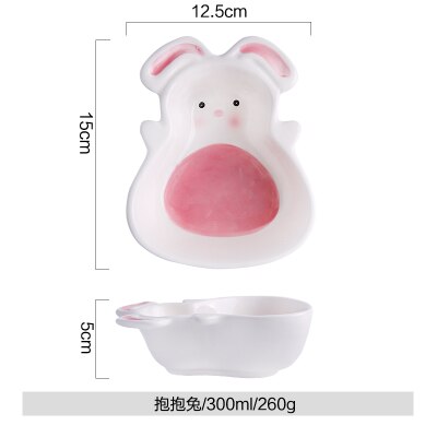 Cute Cartoon Rabbit Carrot Degree Ceramic Bowl for... – Grandado