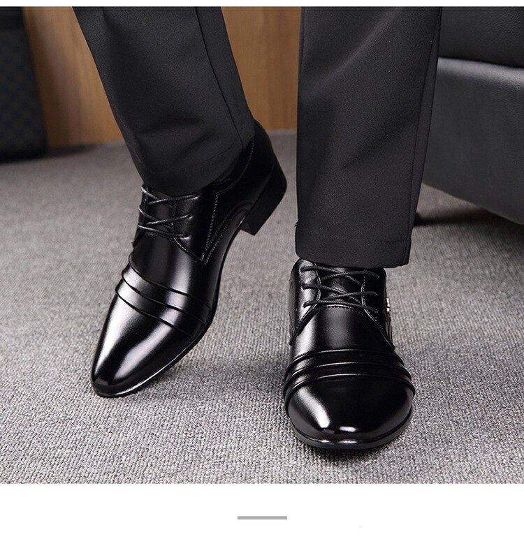 Male Leather Shoes Breathable Pointed Toe Men Dres... – Grandado