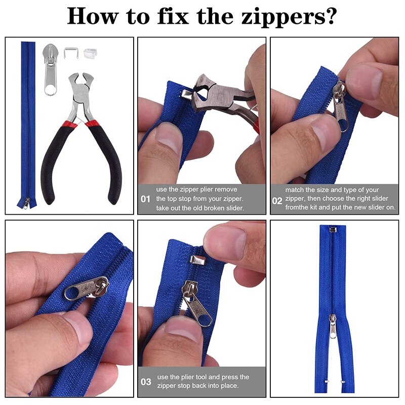 211Pcs Rits Reparatie Kit Rits Vervanging Met Rits... – Grandado