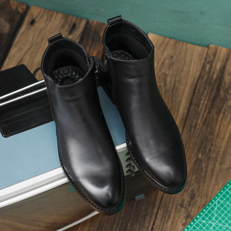 Mens Chelsea Short Boots Men's Trend High-top ... – Grandado