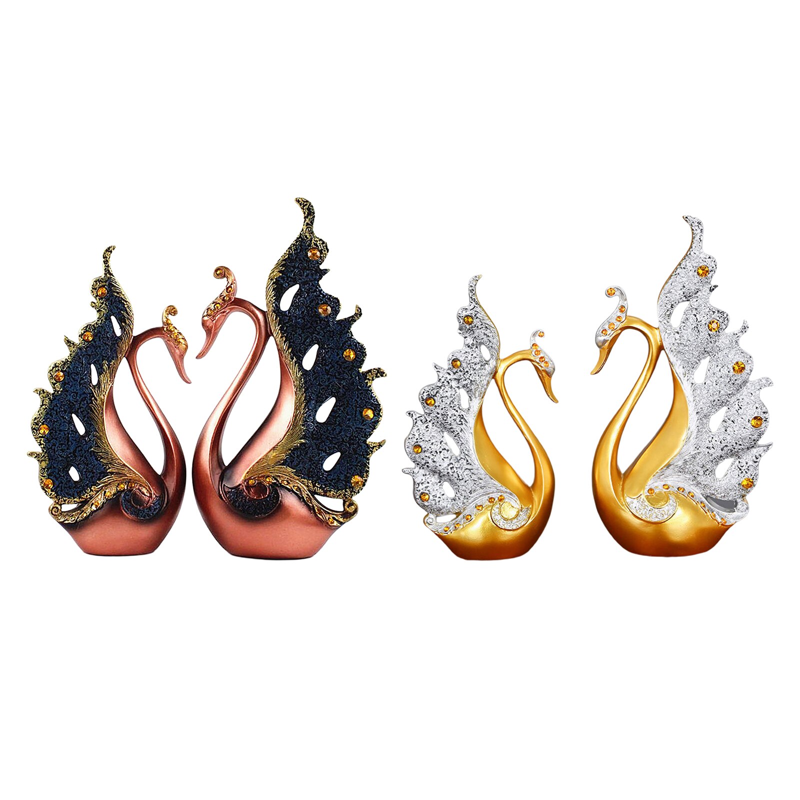 2pcs Swan Lovers Statue Home Decor Resin Crafts Or... – Grandado