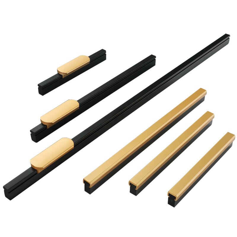 Modern Simple Cabinet Long Handles Gold/Black Soli... – Vicedeal