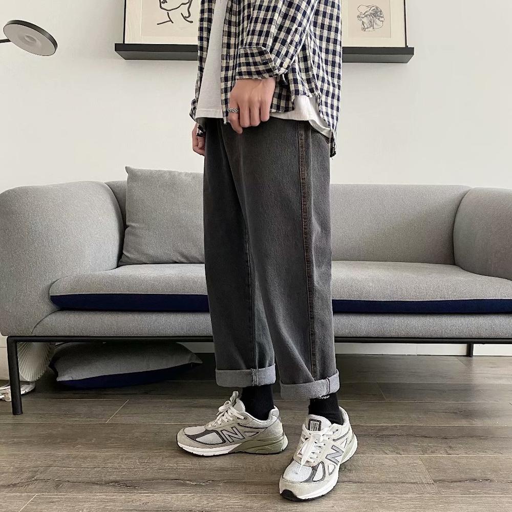 Jeans herr rak rak lös stor fot munkänsla breda be... – Vicedeal