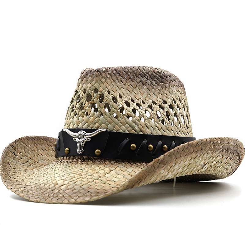 Hollow straw hat Straw Cowboy Hats Western Beach F... – Grandado