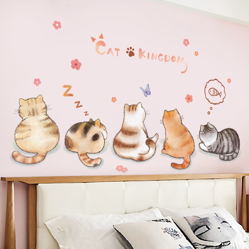 Cute Cat Wall Stickers for Girls Bedroom Baby Room... – Grandado