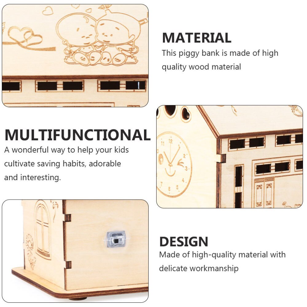 1pc Wooden House Shape Coin Bank Kids Piggy Bank K... – Grandado