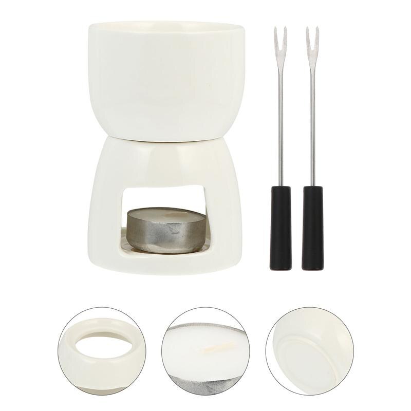 1 Set Ceramic Fondue With 2 Forks Premium Tea Ligh... – Grandado