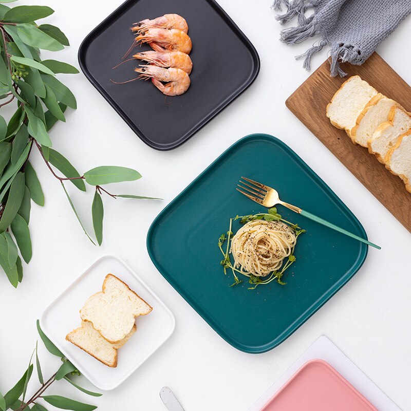 Nordic Square Ceramic Western Food Plate Matte Din... – Vicedeal