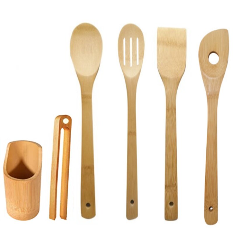 Bamboo Kitchen Utensils Set - Cooking Spoons 6 Pcs... – Vicedeal