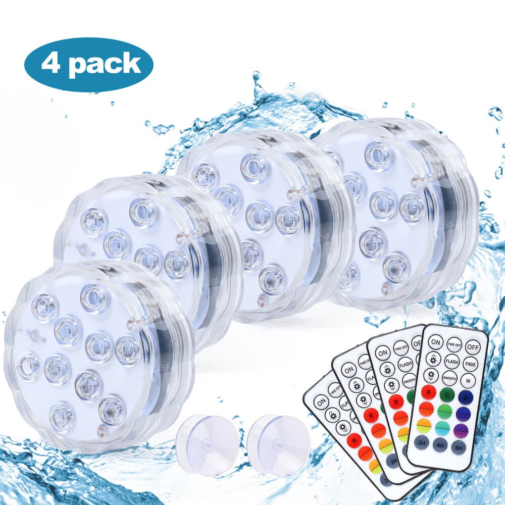 10 LEDs Waterproof Remote Controlled RGB Battery O... – Vicedeal