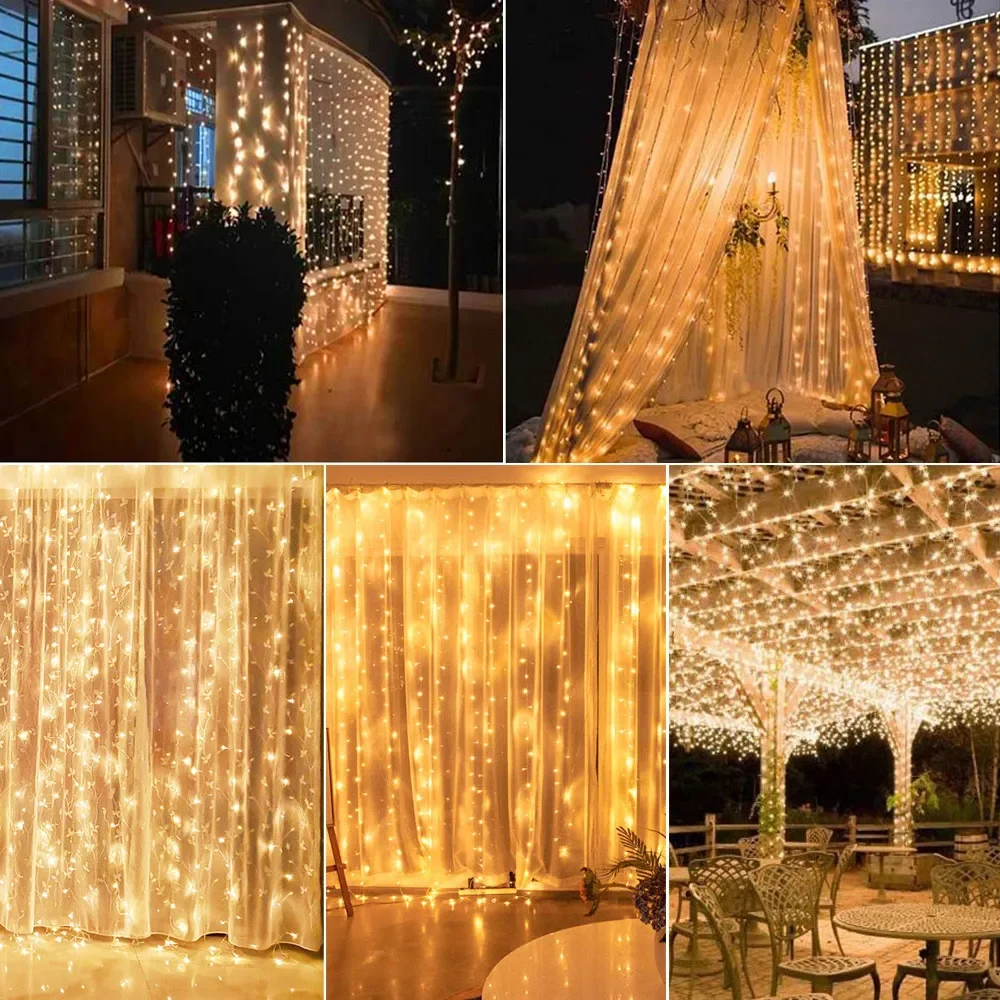 3/6M Outdoor Solar Curtain Light String Lights Gar... – Grandado