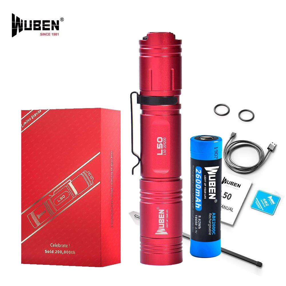 Wuben L50 Flashlight Red Commemorative Edition OSR... – Grandado