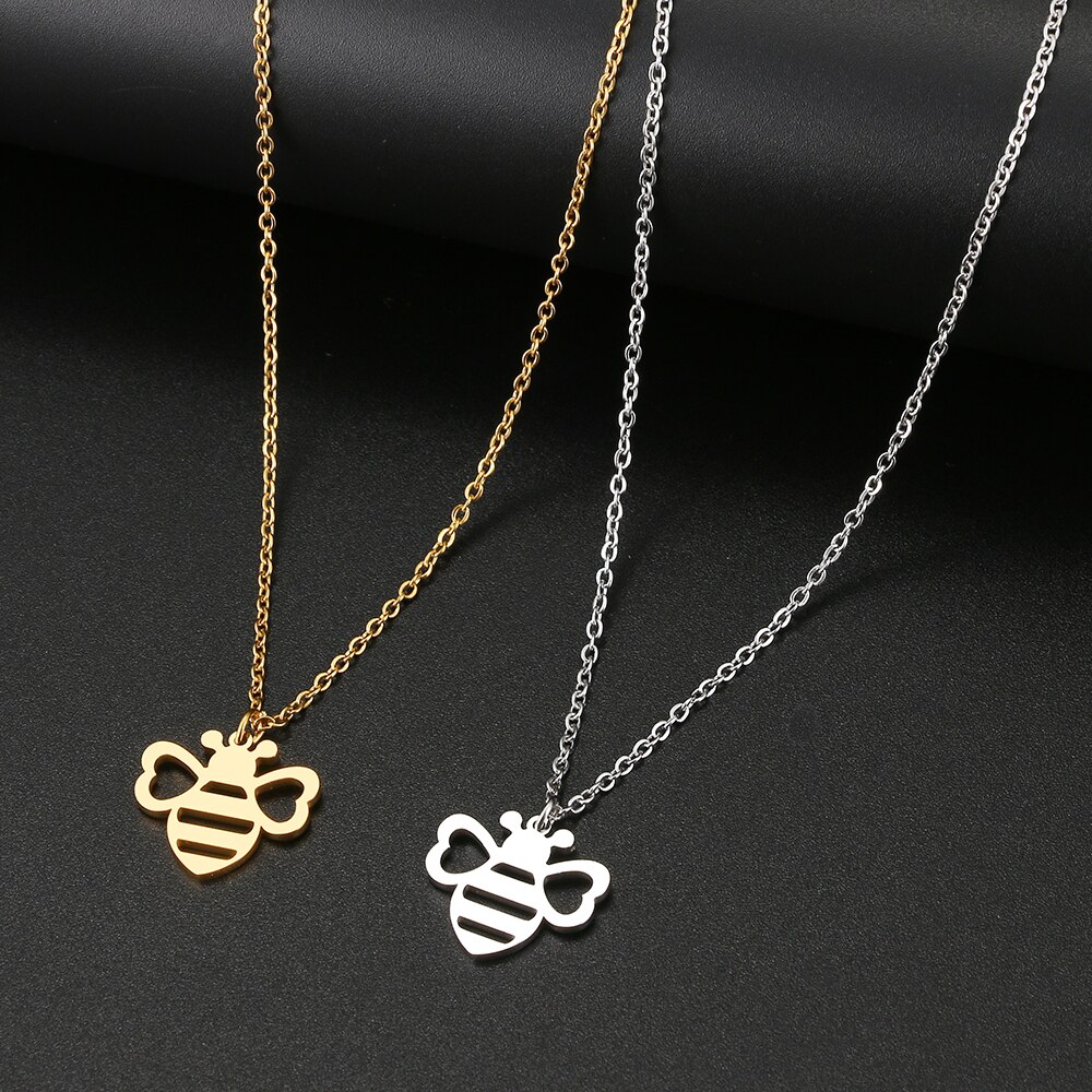 Stainless Steel Necklaces Cute Little Bee Insect P... – Grandado
