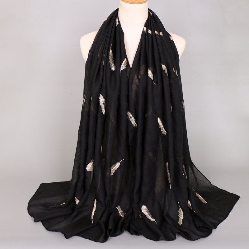Fular de plumas doradas para mujer, chal de viscos... – Grandado