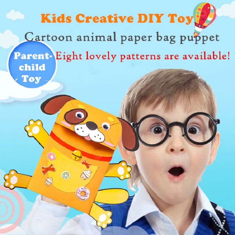 Kids DIY Cartoon Animal Paper Bag Hand Puppet Chil... – Grandado