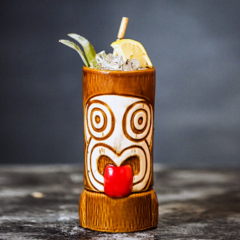 Copa Tiki Hawaiana para bebidas frías, estatua traviesa con cabeza de ...