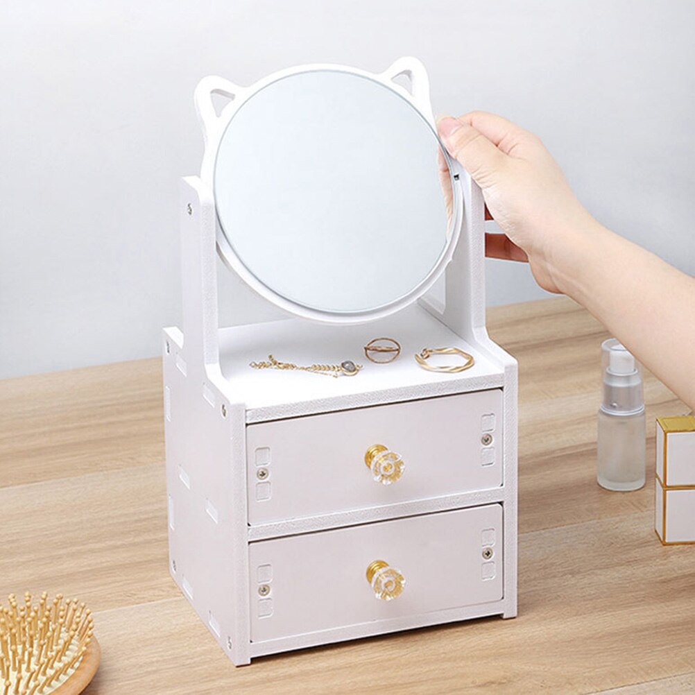 1Pc Desktop Makeup Mirror with Drawer Cosmetics St... – Grandado