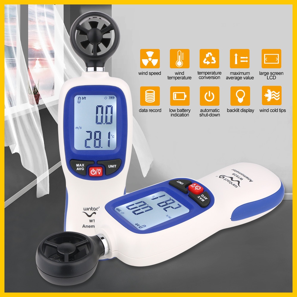 WINTACT Digital wind speed meter anemometer Air Fl... – Grandado