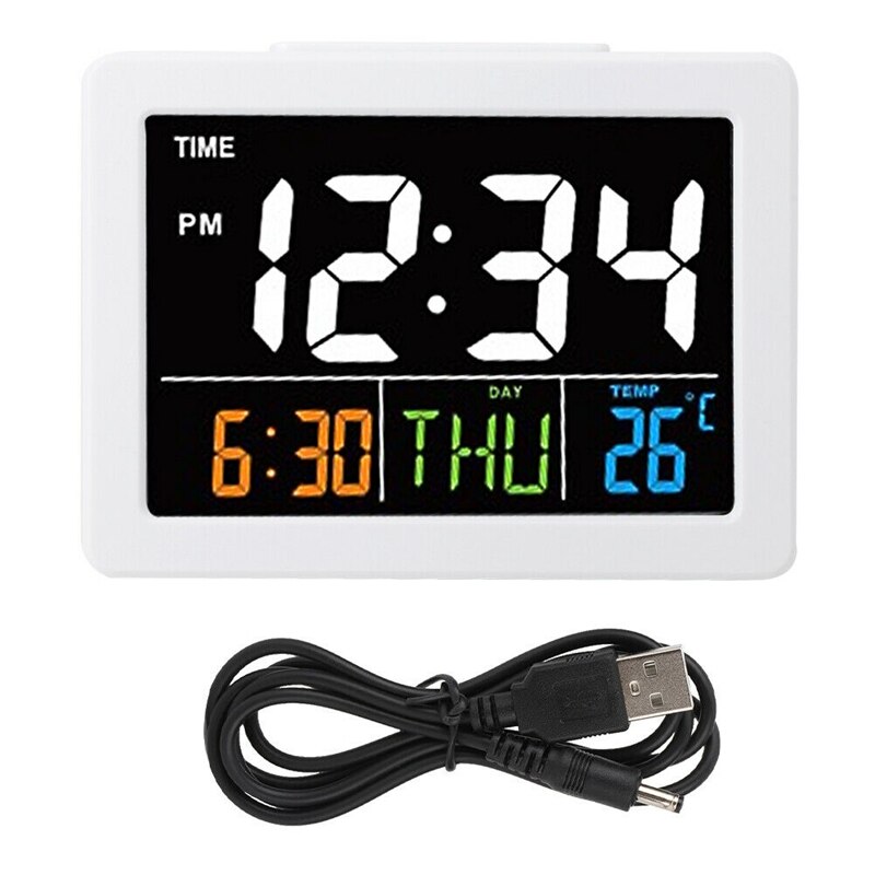 Color Large Sn LCD Electronic Desk Alarm Clock wit... – Grandado