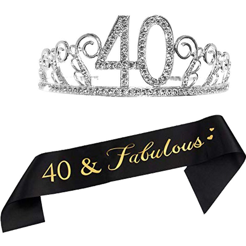 Princess Tiara Crown sash 18th 20th 21st 30th 40th... – Grandado