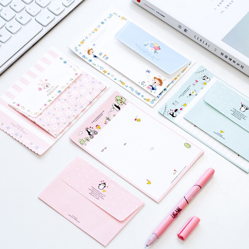 6Pcs/set 2 envelope+4 paper letter Lovely Animal F... – Grandado