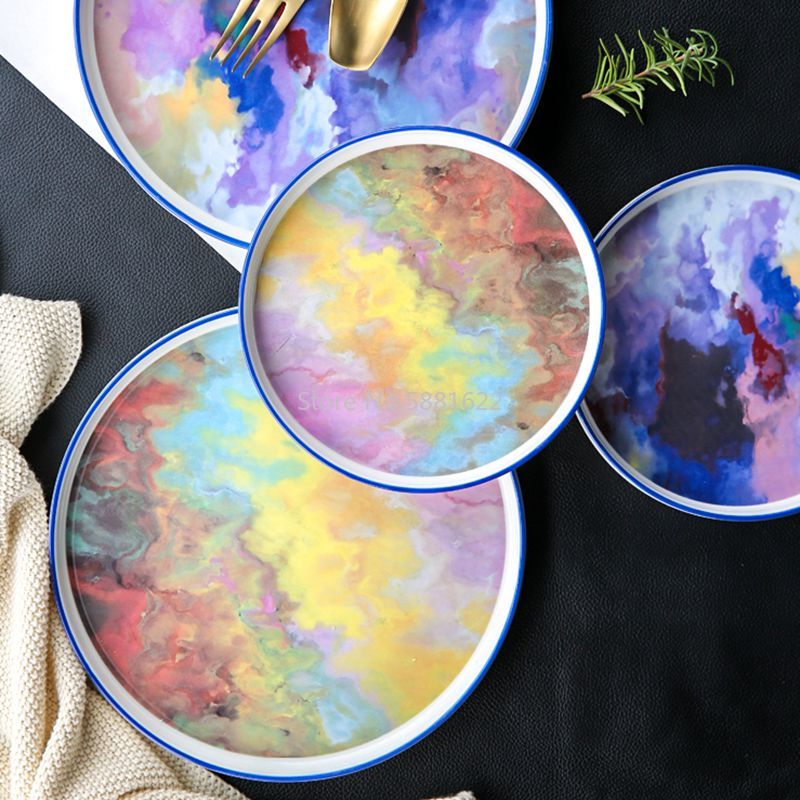 7 or 9 or 11.5 inch Watercolor painting dinner pla... – Vicedeal