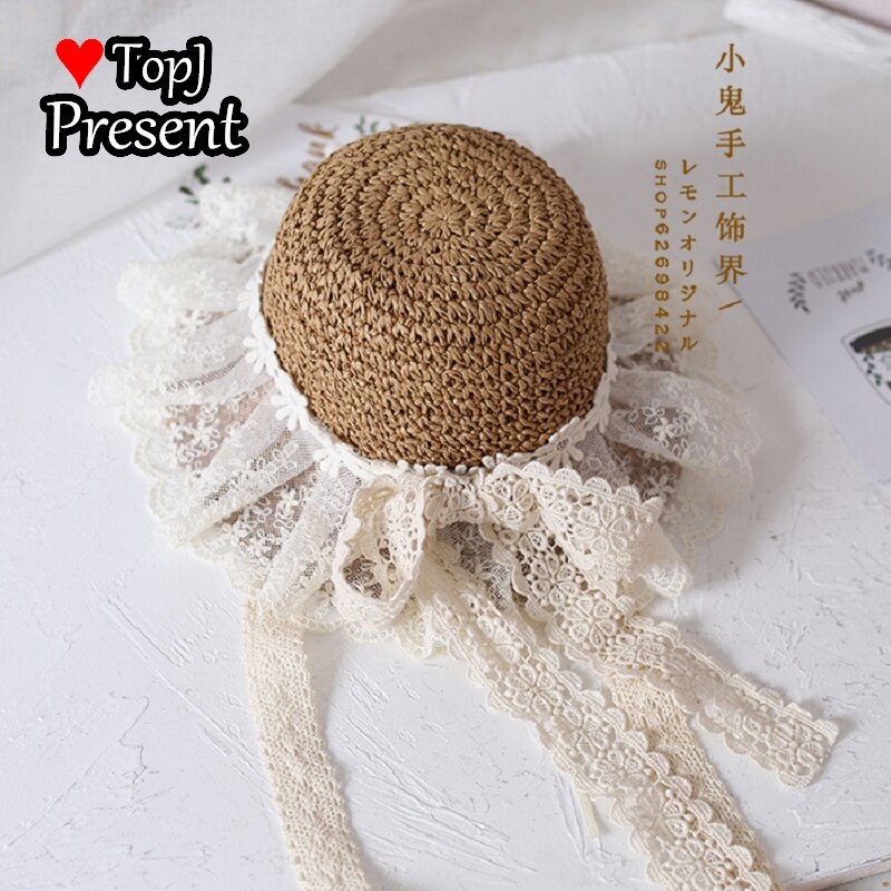 Lolita Princess straw hat lace butterfly Festival ... – Grandado