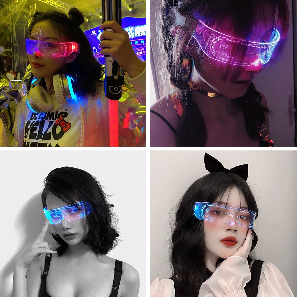Cool LED Light Up Eyeglasses Futuristic Visor Glas... – Grandado