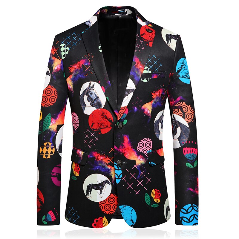 Printed Suit Jacket Men Slim Fit Suit Jacket Host ... – Vicedeal