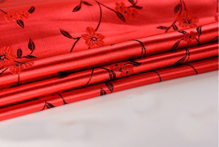 Red floral style jacquard tapestry jacquard silk f... – Grandado