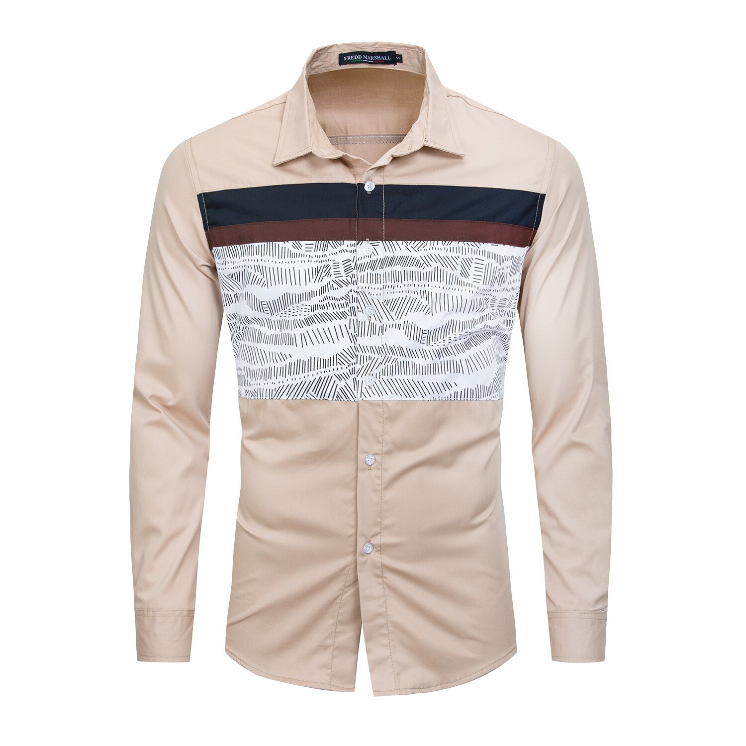 Visada Jauna Mannen Shirt Gedrukt Coton Slim Fit S... – Vicedeal