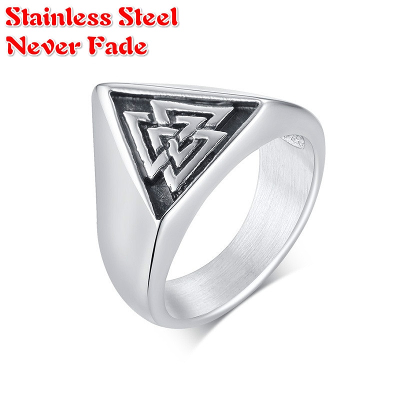 Yage Triangle Viking Signet Ring for Men Stainless... – Grandado